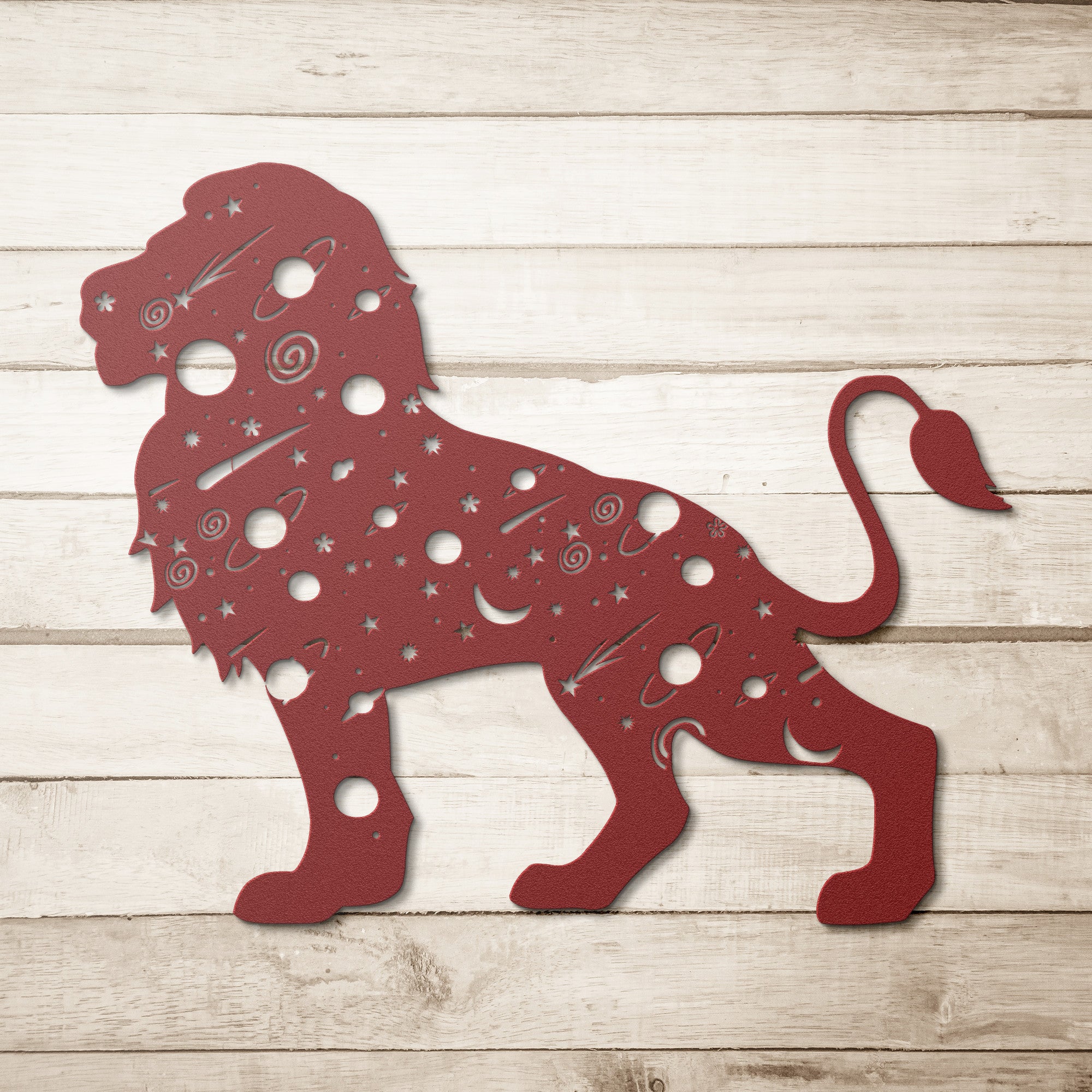 Celestial Lion Metal Sign, Cosmic lion Mystical Moon Wall Art, Room De ...