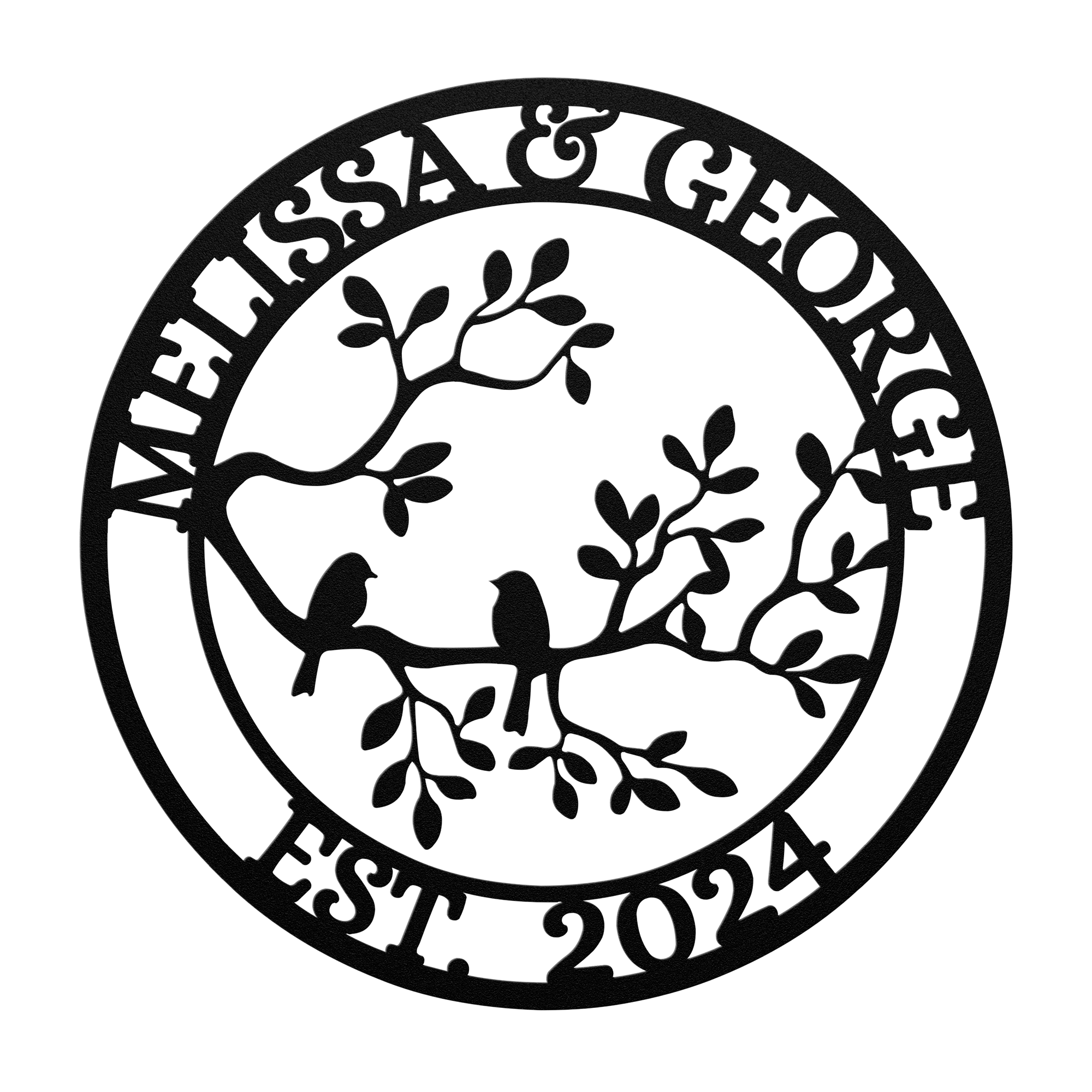 Custom Couples Metal SIgn with Birds Art, Personalized Metal Birds Sig ...