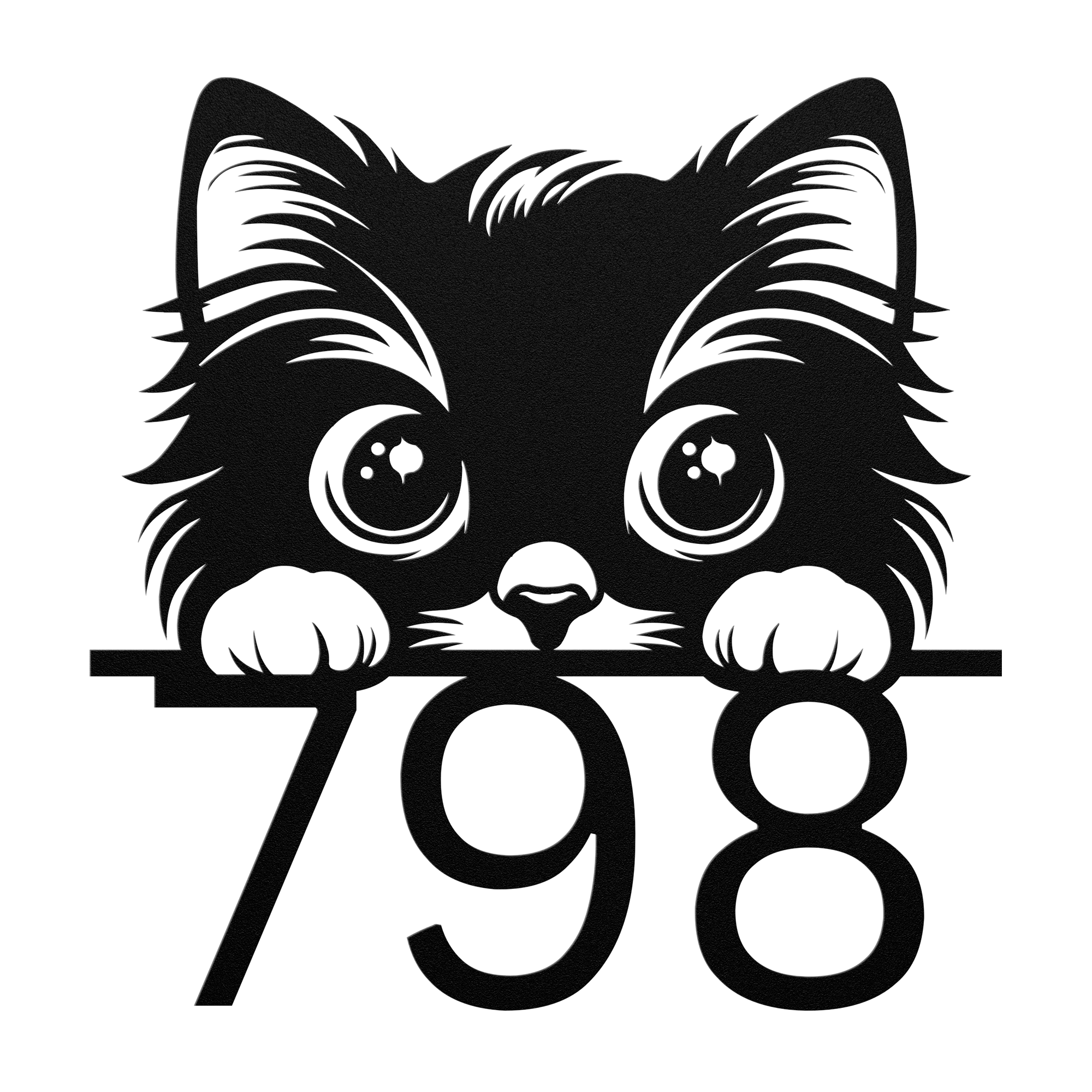 Peeking Cat Front Door Address Metal Sign, Peeking Cat House Number Si ...